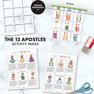 The Twelve Apostles Matching Game Activity Pages Lesson Bible Story ...