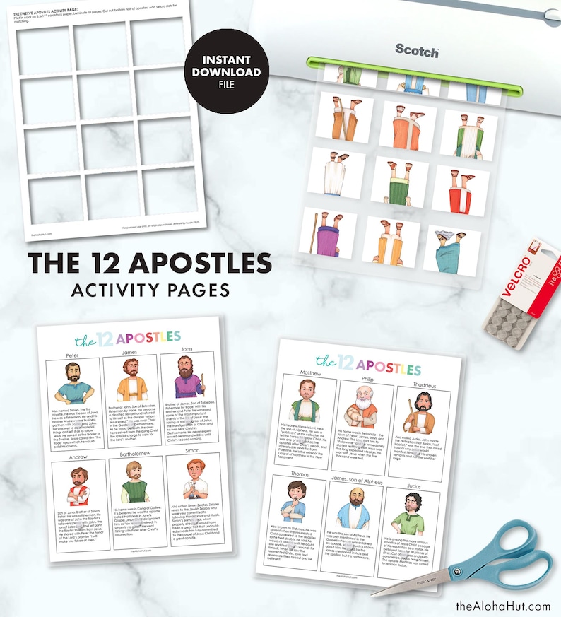 The Twelve Apostles Matching Game Activity Pages Lesson Bible Story ...