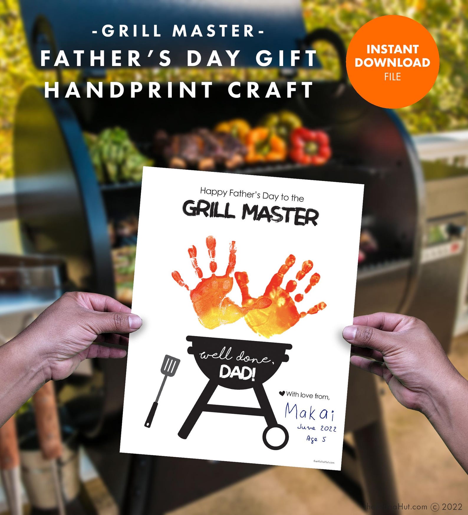 Grill Master Father's Day Handprint Craft Card - Kids Gift for Dad ...
