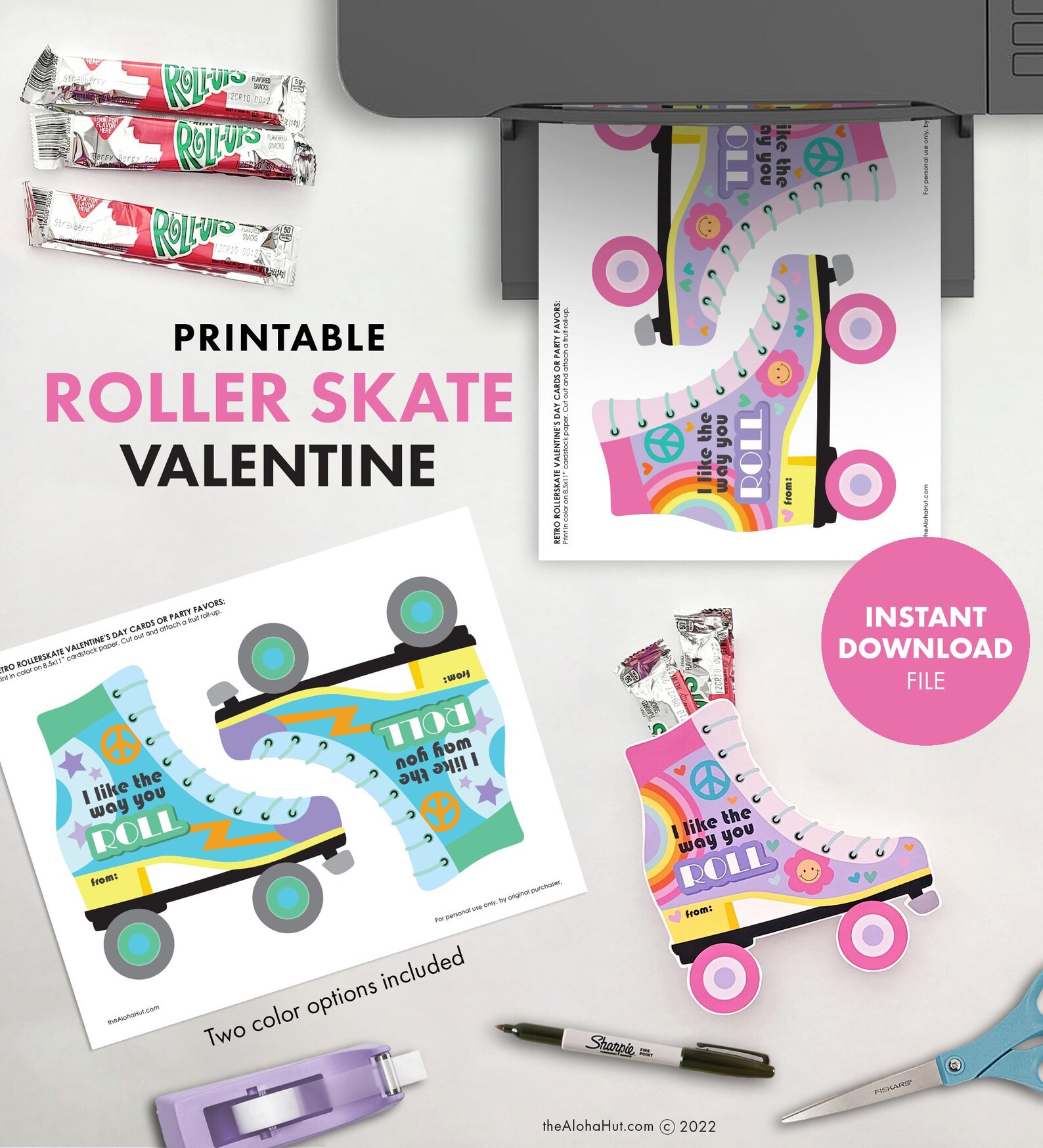 Retro Roller Skate Valentine - Valentine's Day Card Gift Craft DIY ...