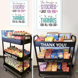 Snack Cart Teacher Appreciation Week Idea Sign Staff Employee Nurse ...