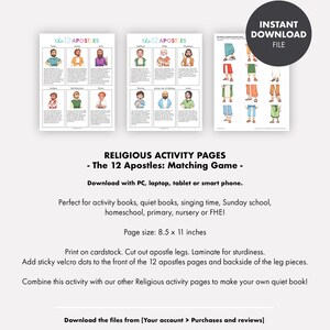 The Twelve Apostles Matching Game Activity Pages Lesson Bible Story ...