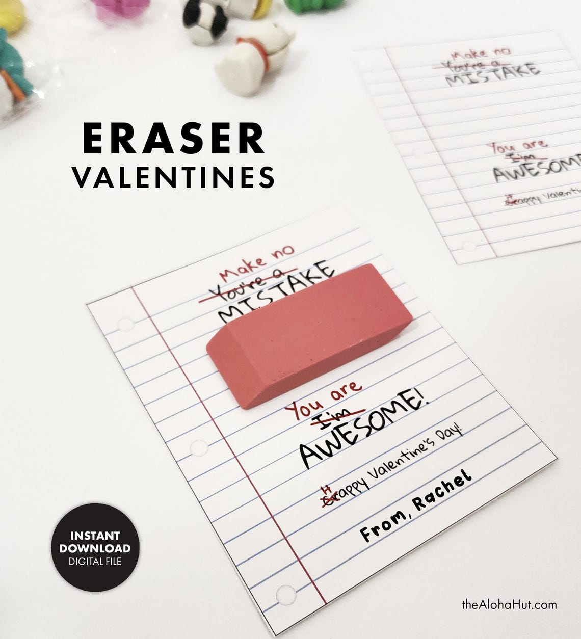 Funny Eraser Valentine - Valentine's Day Card Gift Craft DIY School ...