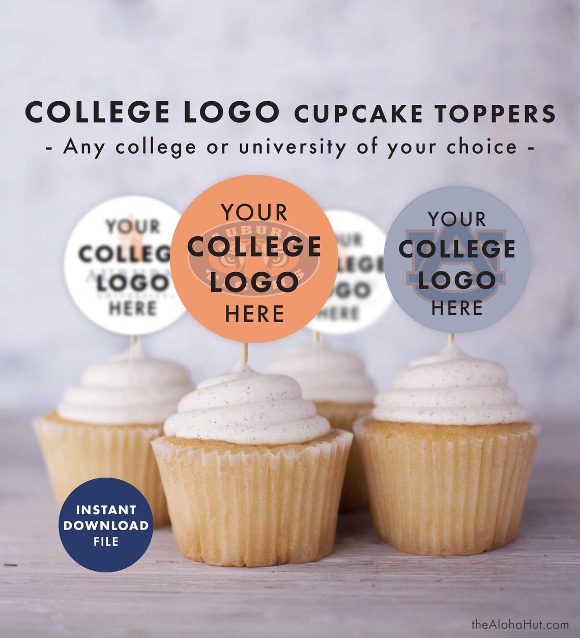 COLLEGE LOGO Cupcake Toppers (digital Download) - Graduation Party ...