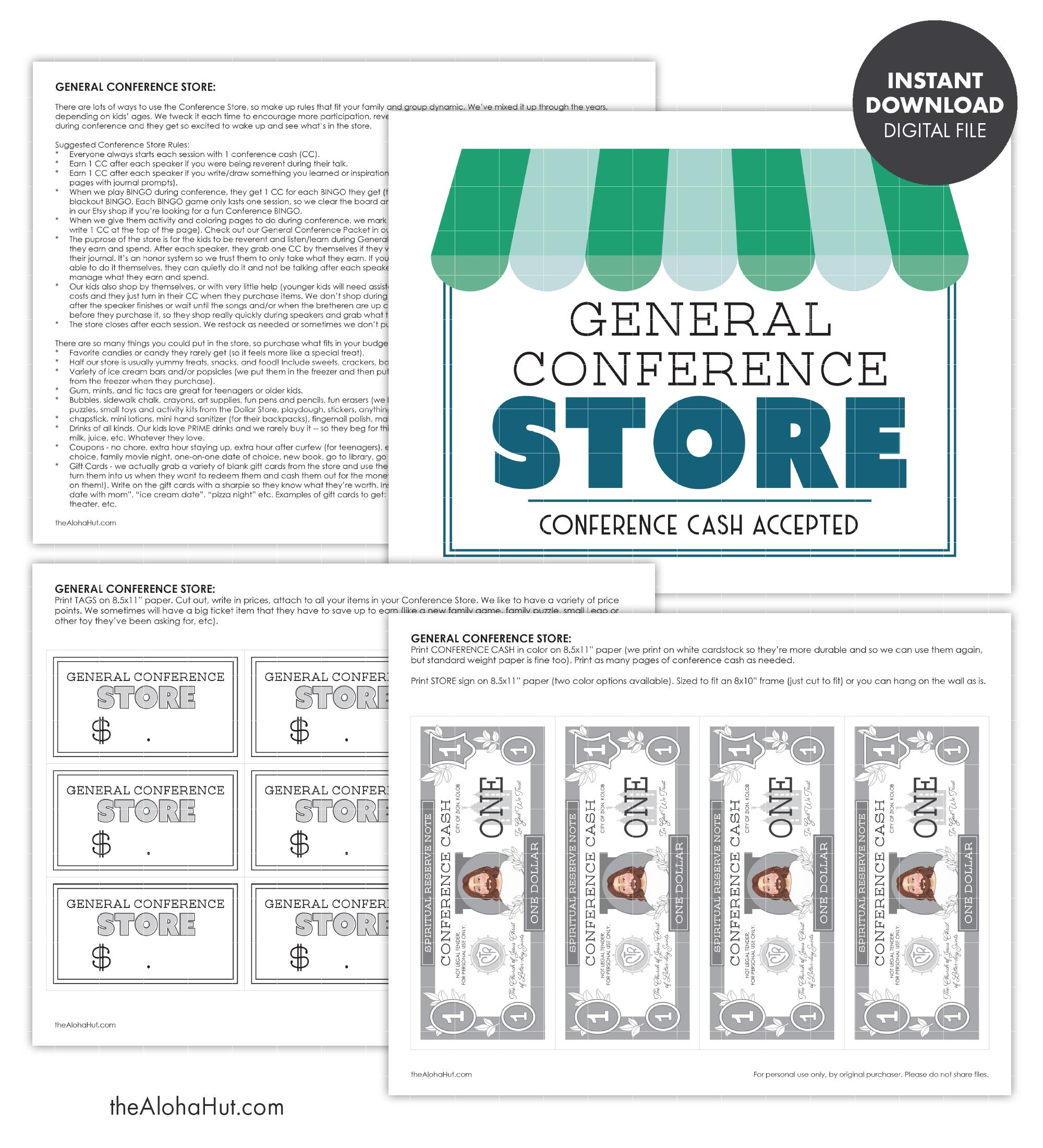 General Conference Store - Kids Activity - LDS Mormon Conference Cash ...