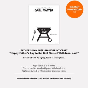 Grill Master Father's Day Handprint Craft Card - Kids Gift for Dad ...