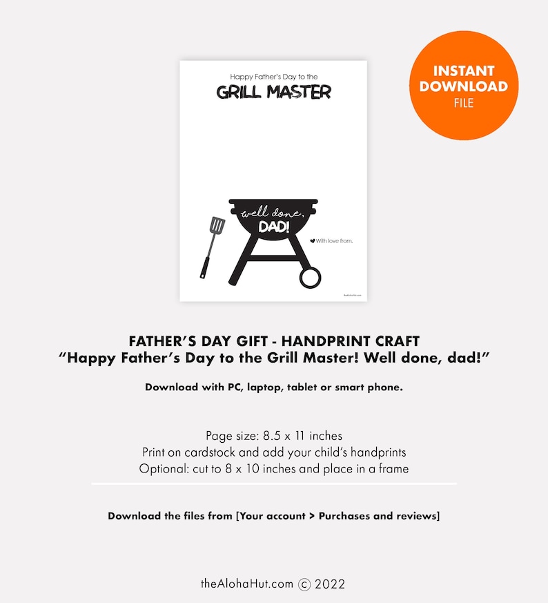 Grill Master Father's Day Handprint Craft Card - Kids Gift for Dad ...