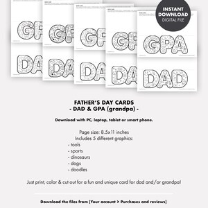Father's Day Word Card - Kids Craft Gift for Dad Sports Printable Art ...