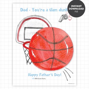 BASKETBALL Father's Day Handprint Craft Card - Kids Gift for Dad Sports ...