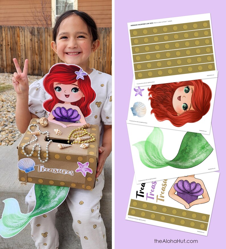 Mermaid Valentine's Day Box - Valentine Gift Craft DIY School Classroom ...