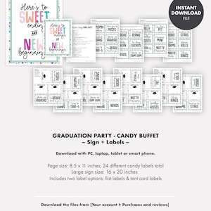 Graduation Candy Buffet - Sign & Food Labels High School College ...