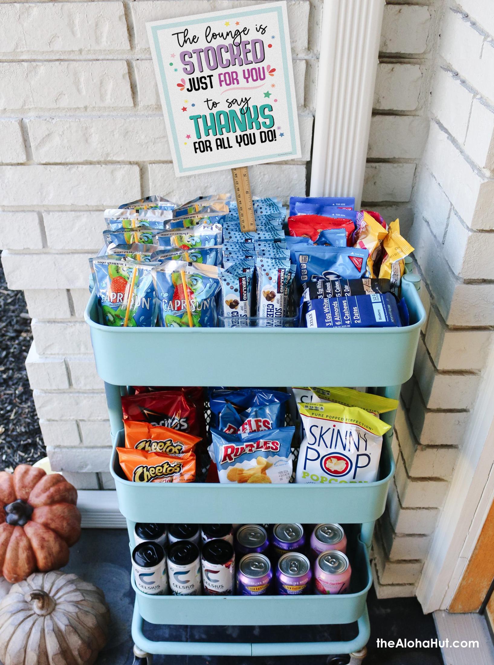 Snack Cart Teacher Appreciation Week Idea Sign Staff Employee Nurse ...