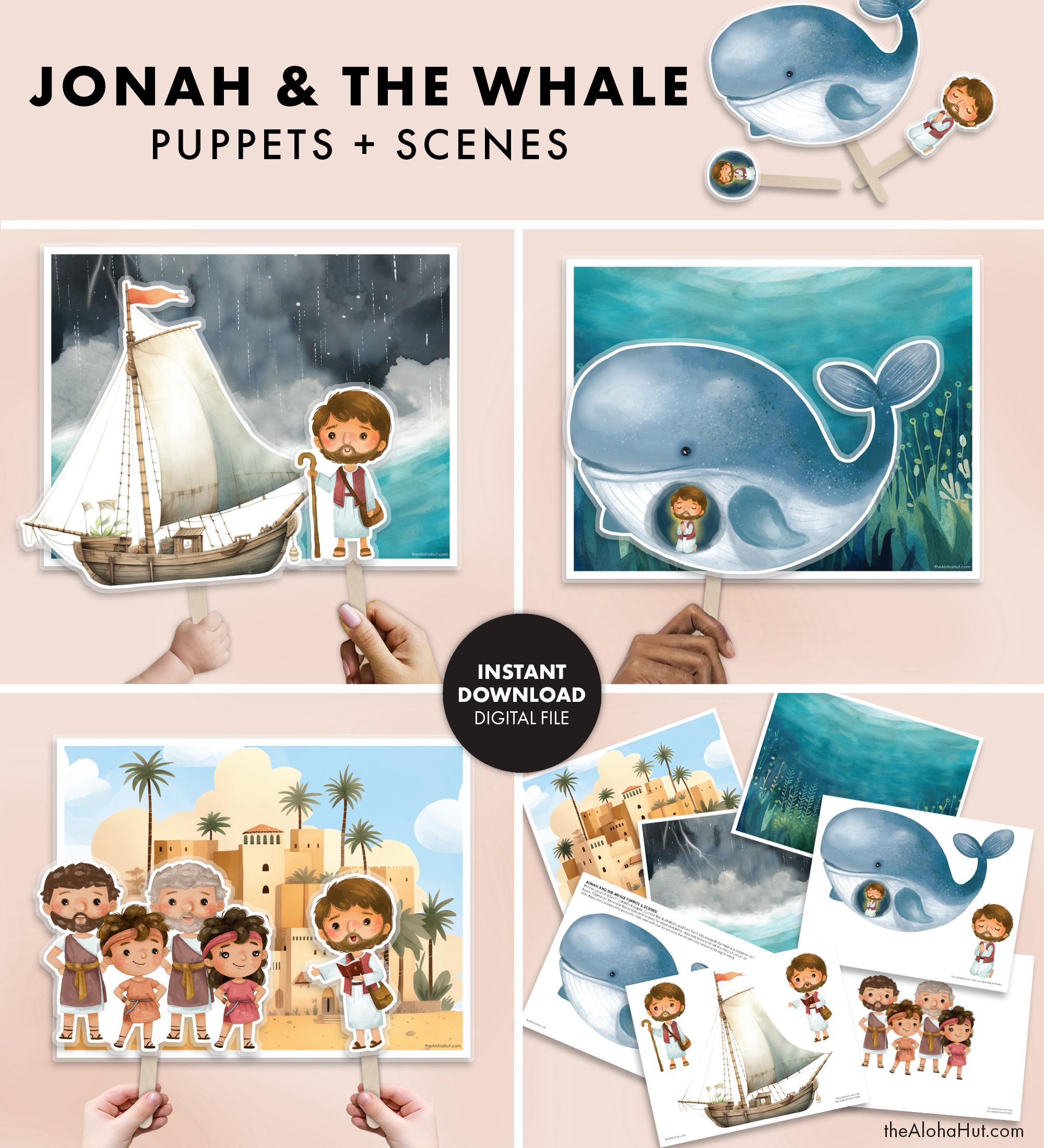 Jonah & the Whale Puppets Scenes Kids Activity Lesson Bible Story ...