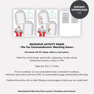 The Ten Commandments Memory Game Activity Pages Lesson Bible Story ...