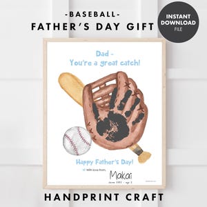 BASEBALL Father's Day Handprint Craft Card - Kids Gift for Dad Sports ...