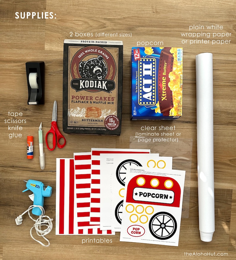 Popcorn Cart Valentine Box Valentine's Day Box - Gift Craft DIY School ...