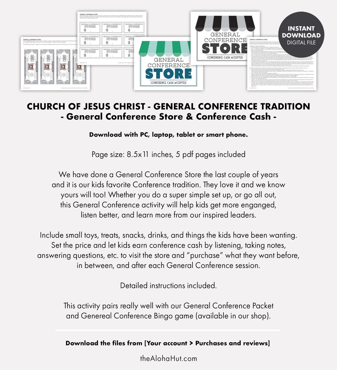 General Conference Store - Kids Activity - LDS Mormon Conference Cash ...