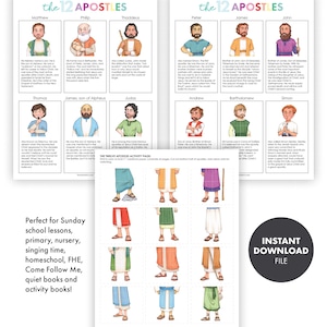 The Twelve Apostles Matching Game Activity Pages Lesson Bible Story ...