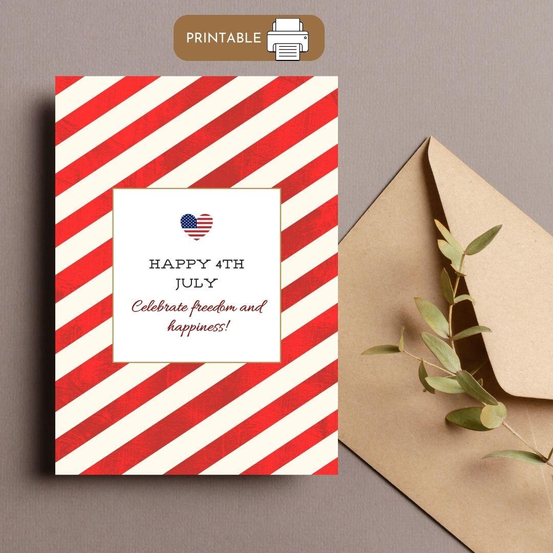 Happy 4th of July Printable Card | Elegant Card | Anniversary Card ...