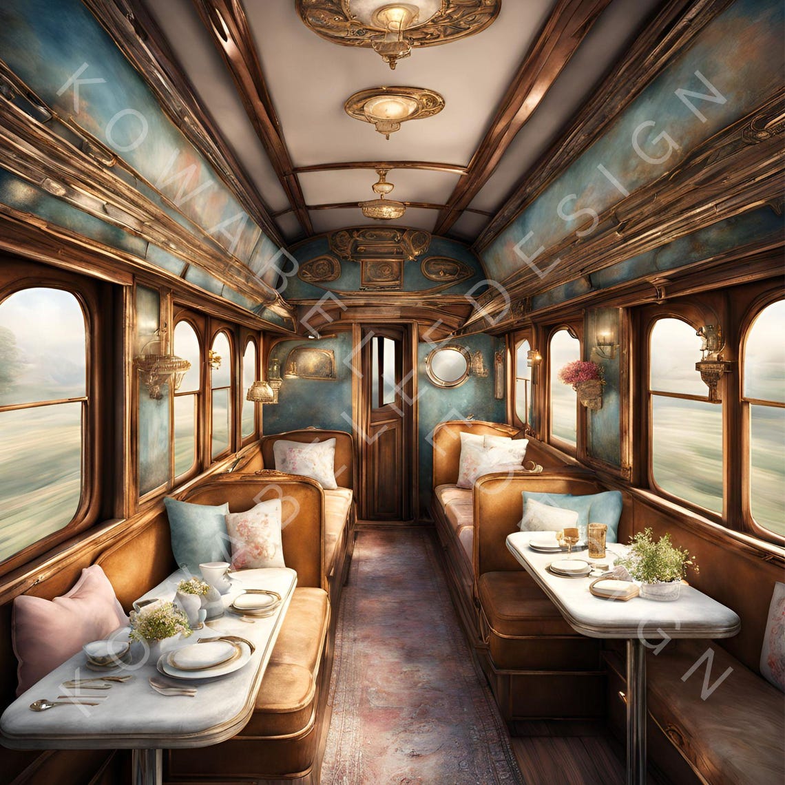 Vintage Train Orient Express 10 High Res Watercolor Jpgs Junk ...