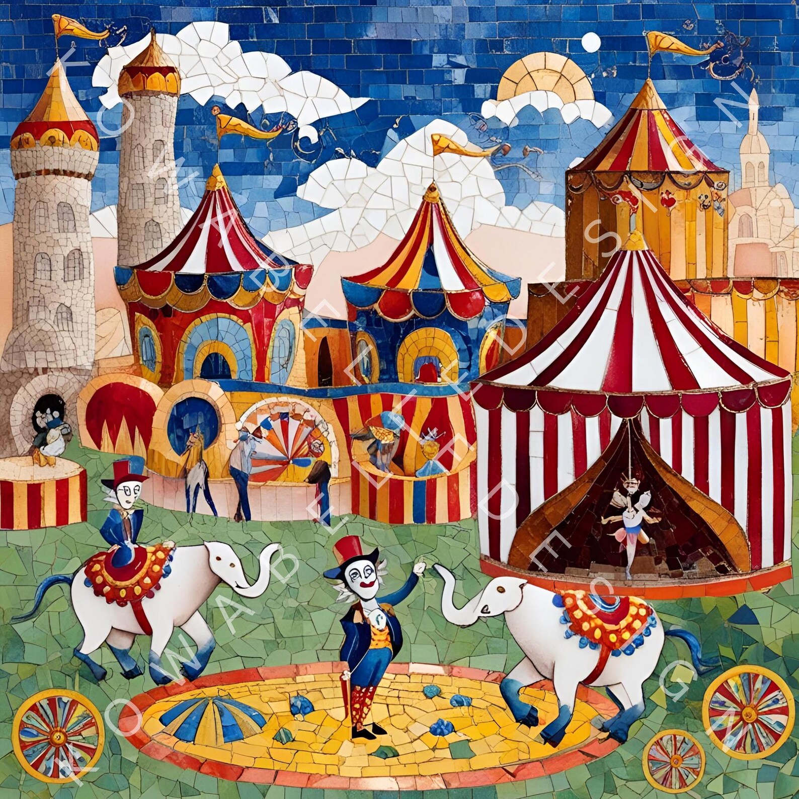Circus Decore 10 High Res Watercolor Jpgs, Junk Journal, Scrapbooking ...