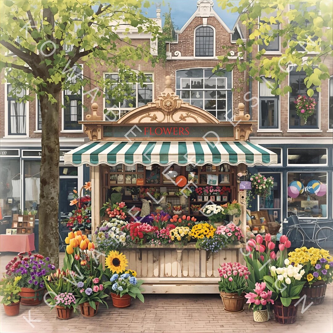 Flower Shop Decore | Flower Shop Backdrop - 10 Jpgs Watercolor | Wall ...