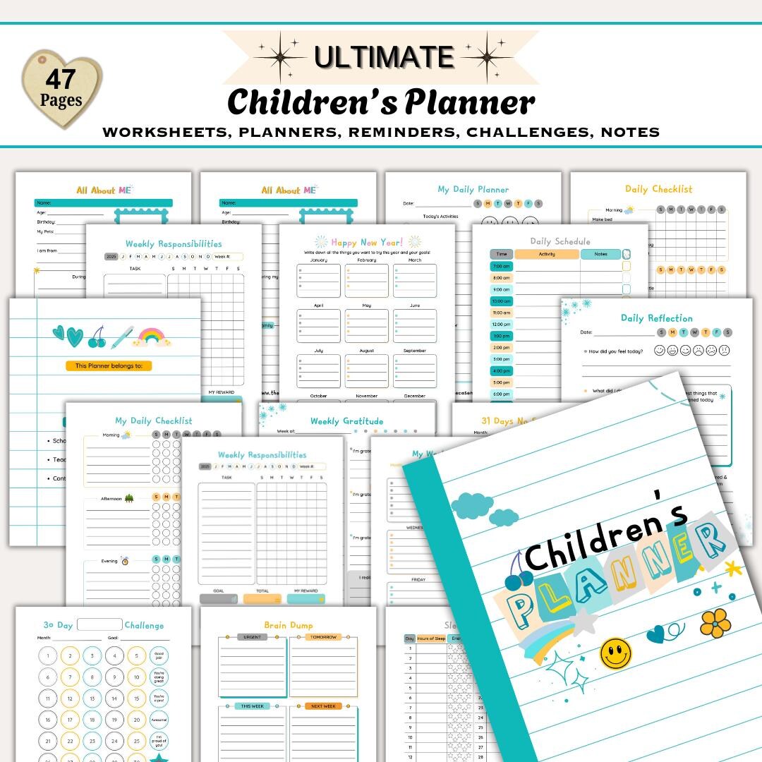 Children's Planner, Kids Organizer, School Planner for Children, Daily ...
