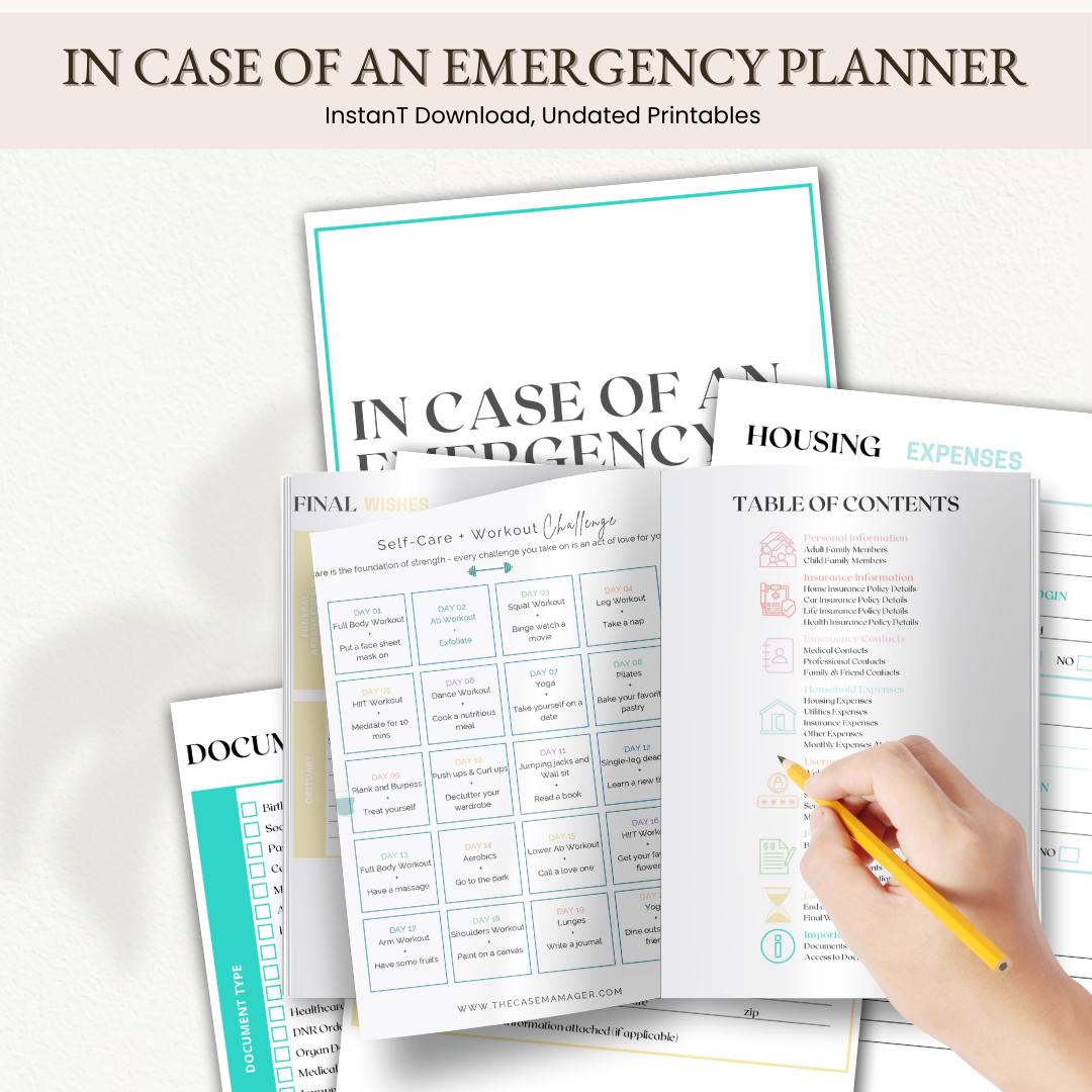 In Case of Emergency Binder, Family Preparedness Organizer, Emergency Kit Binder, Family Safety ...