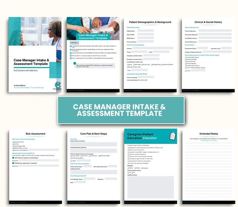 Case Manager Intake Assessment Template: Social Worker Client Information (PDF Download) - Etsy