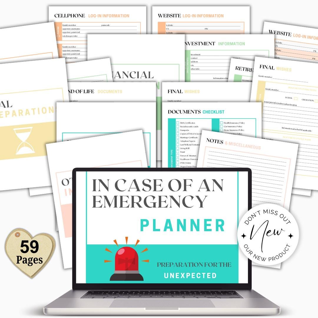 In Case of Emergency Binder, Family Preparedness Organizer, Emergency Kit Binder, Family Safety ...