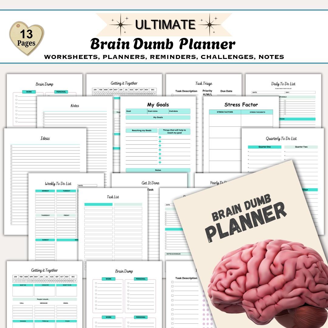 Brain Dump Planner, Mindful Journaling, Stress Reliever, Creative ...