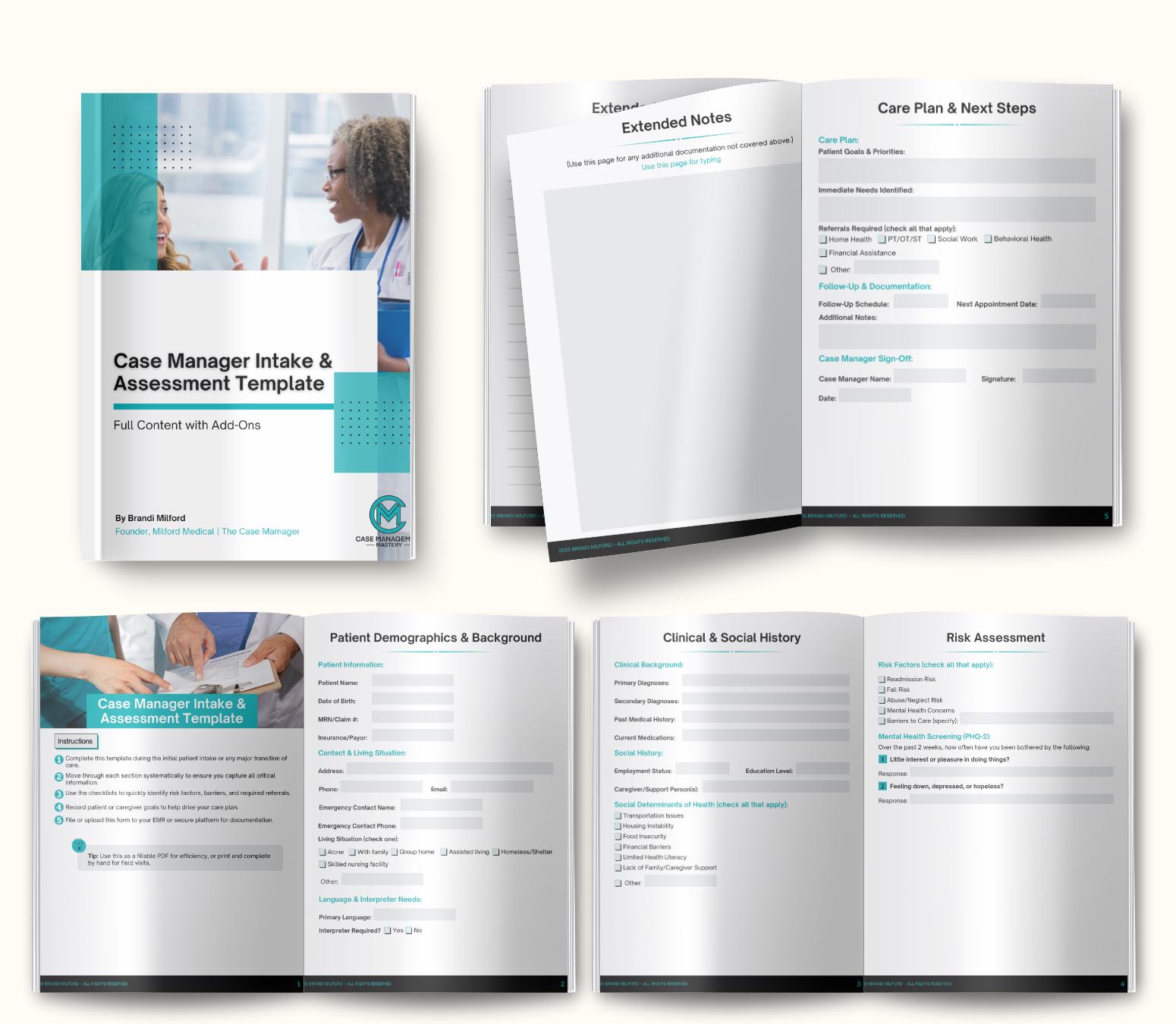 Case Manager Intake Assessment Template: Social Worker Client ...