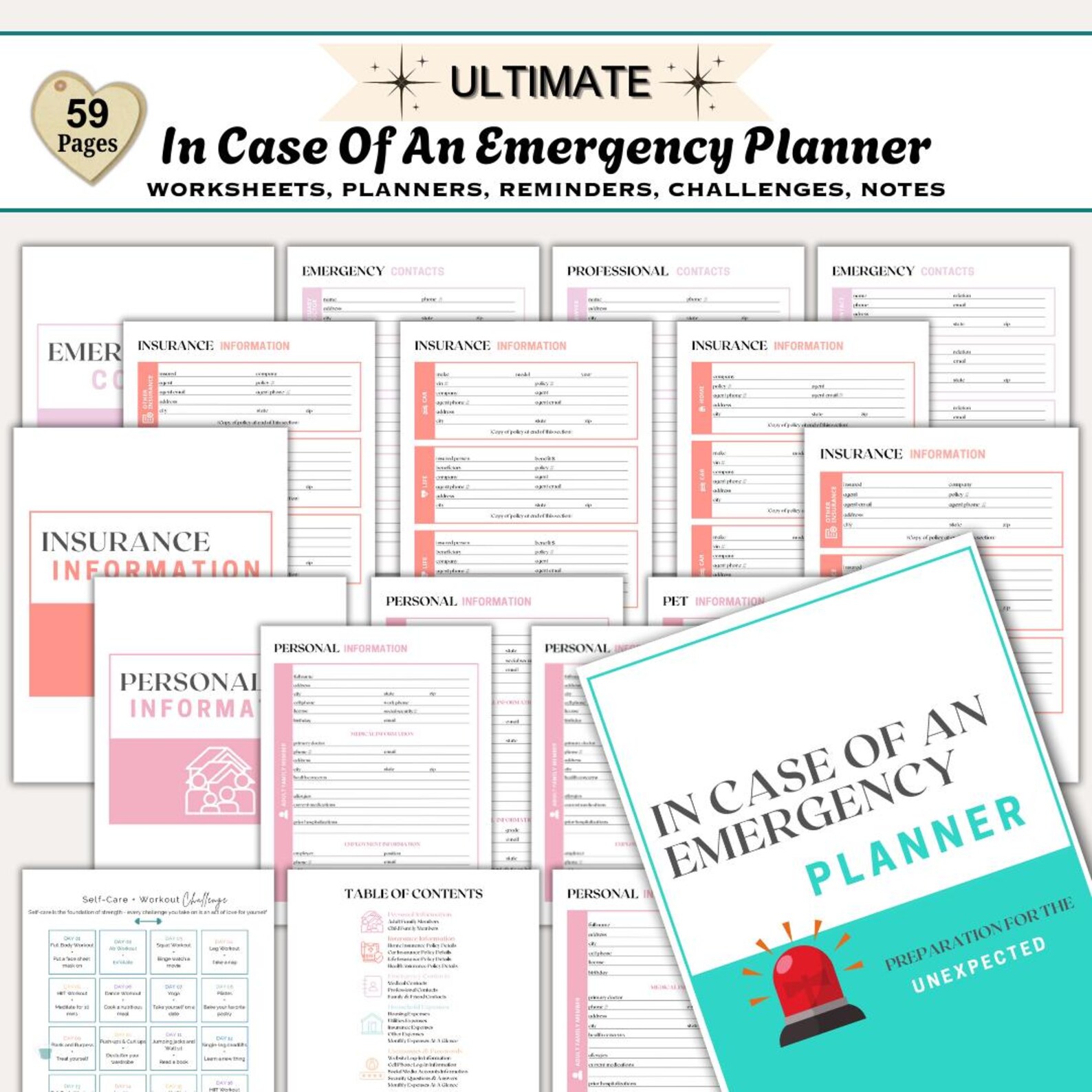 In Case of Emergency Binder, Family Preparedness Organizer, Emergency Kit Binder, Family Safety ...