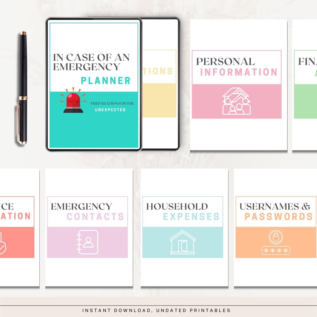 In Case of Emergency Binder, Family Preparedness Organizer, Emergency Kit Binder, Family Safety ...