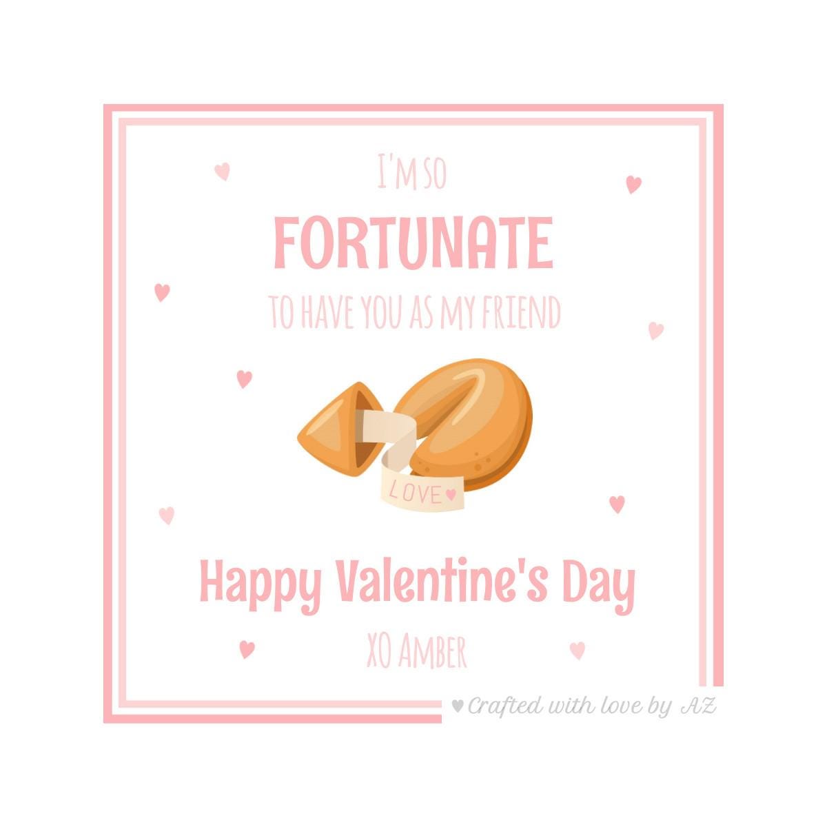 Printable Fortune Cookie Valentine's Day Cards, Kids Valentine (PDF) - Etsy