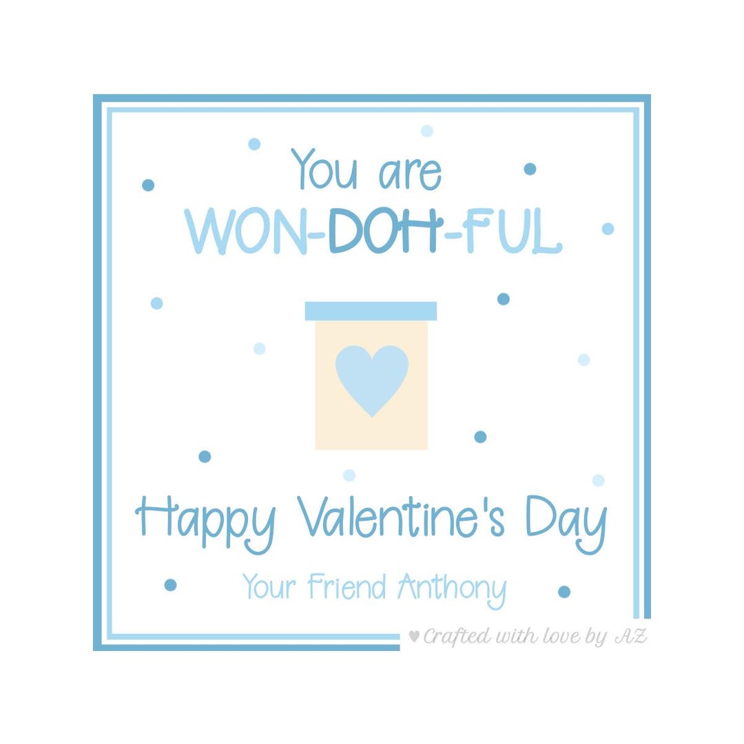Printable Won-doh-ful Valentine's Day Cards, Play Dough Favor Tag (PDF ...