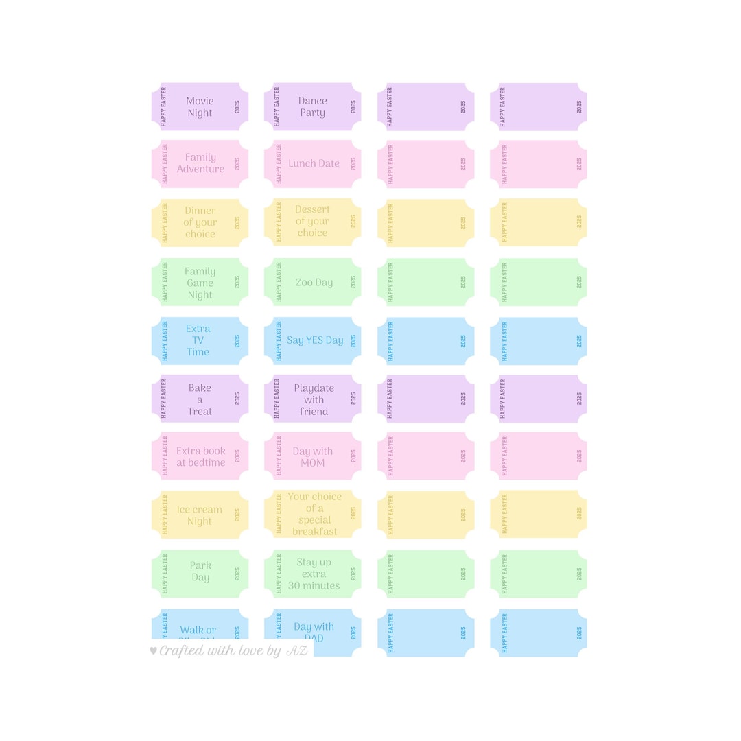 Printable Easter Egg Prize Tokens, Kids Easter Gift (instant Download ...