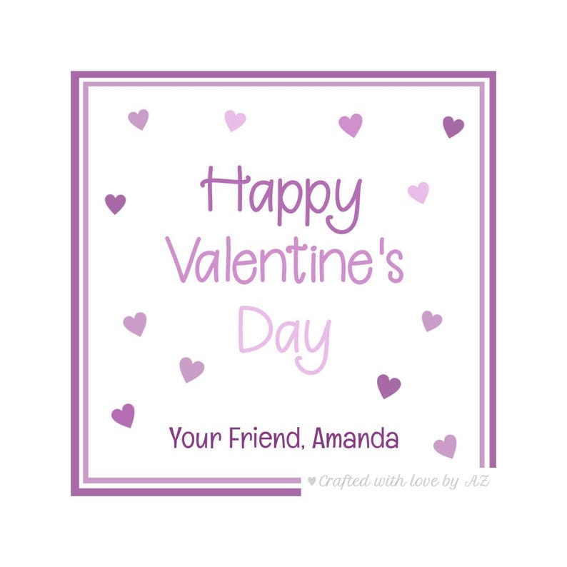 Printable Valentine's Day Favor Tags, Purple Hearts (PDF) - Etsy