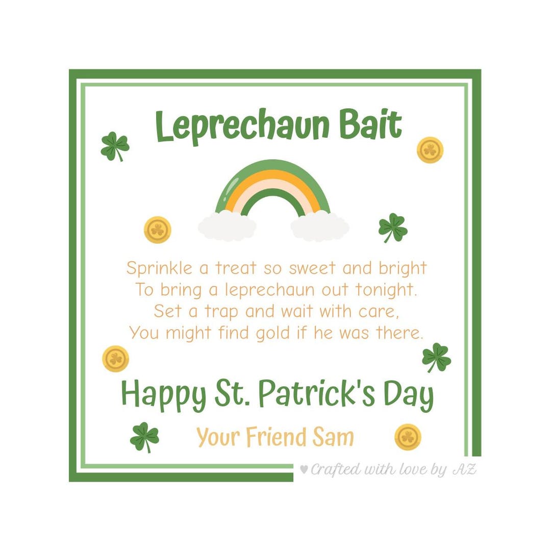 Leprechaun Bait, St. Patrick's Day Tag, St. Patrick's Favor, St ...