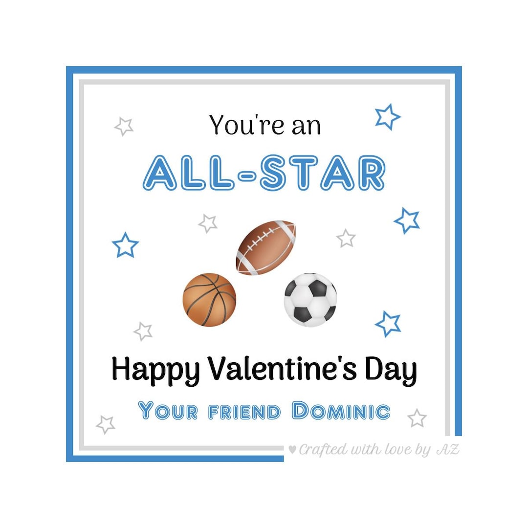 Printable All-star Sports Valentine's Day Cards (digital Download) - Etsy