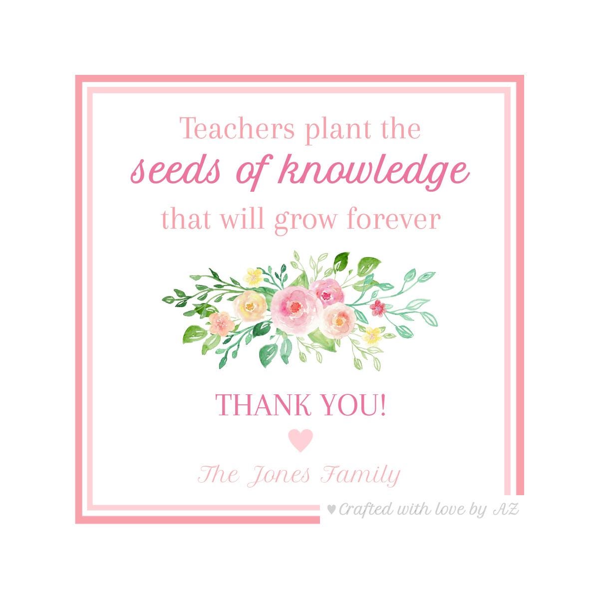 Printable Teacher Appreciation, End of Year Gift, Thank You Teacher Tag ...