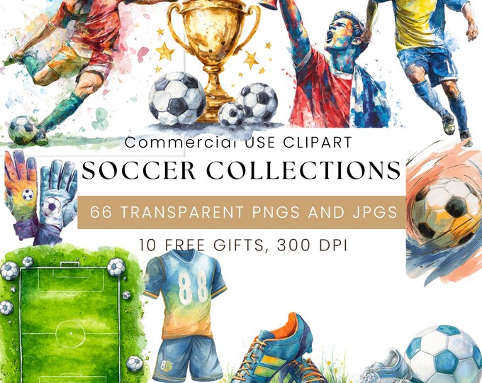 12 Soccer Clipart Watercolor Soccer Ball Clip Art Sports High Quality ...
