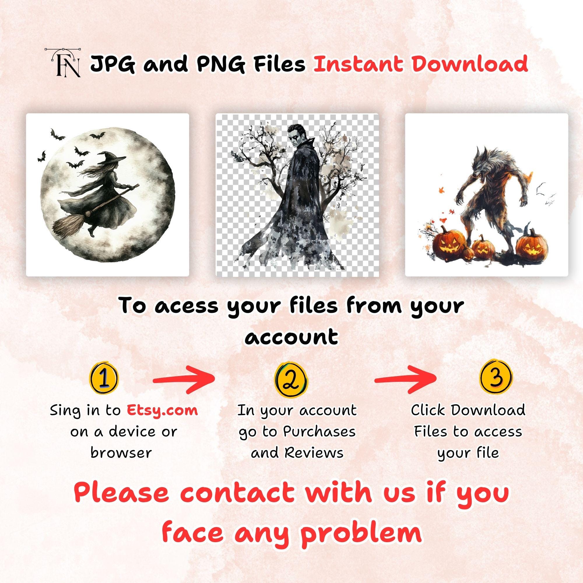 Watercolor Halloween Clipart Bundle | Spooky Season Clip Art | Black ...