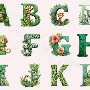 Safari Watercolor Alphabet Clipart | Jungle Letters 100+PNG and JPG ...
