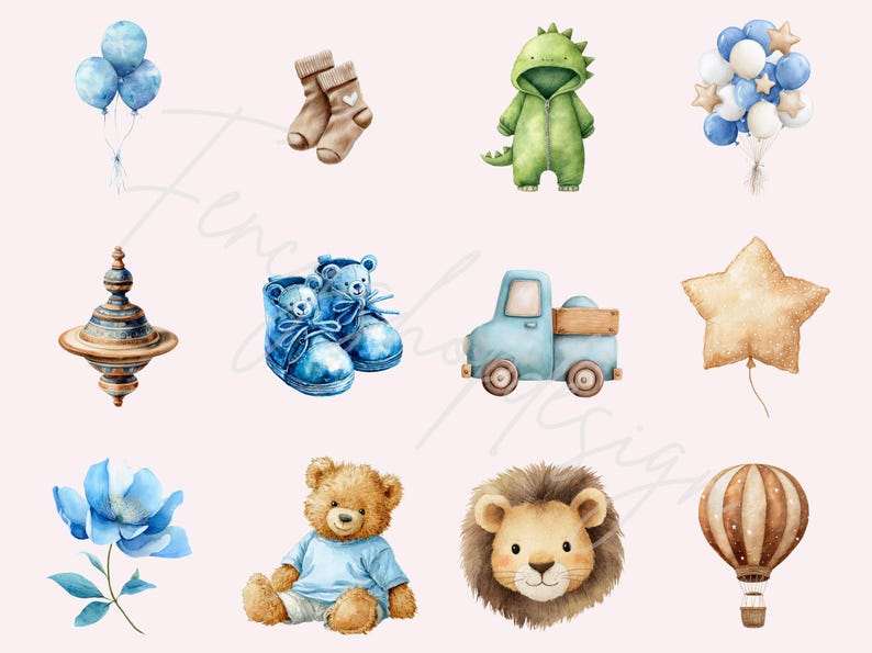 Watercolor Baby Toys Clipart | 80+ Blue Pngs (digital Download) - Etsy ...