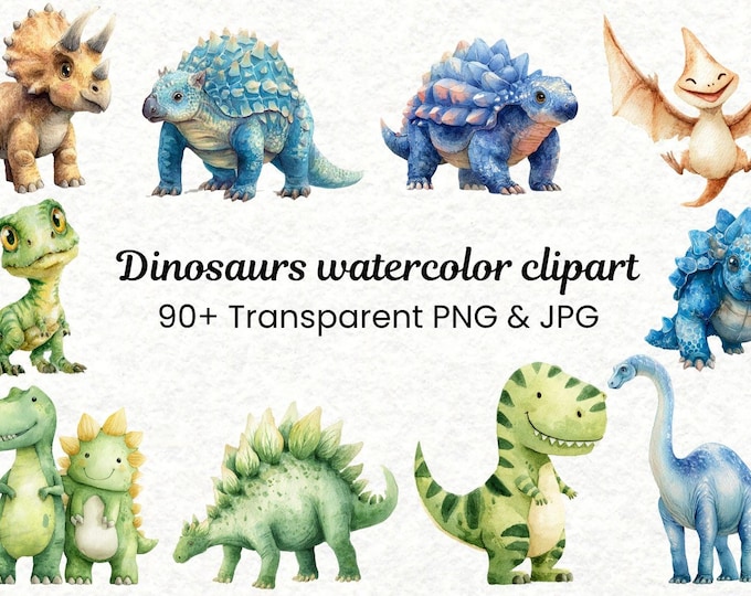 Pastel Dinosaurs Watercolor Clipart PNG Jurassic Elements Baby Dino ...