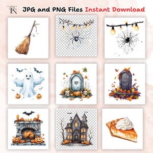 Watercolor Halloween Clipart Bundle | Spooky Season Clip Art | Black ...