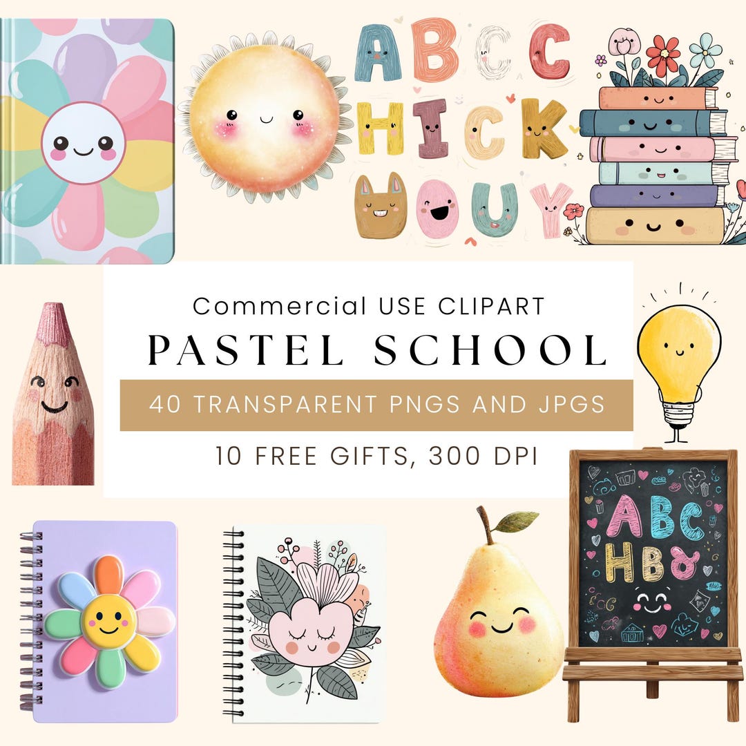 Pastel School Clipart | Back to School Teacher Education 40+PNG ...
