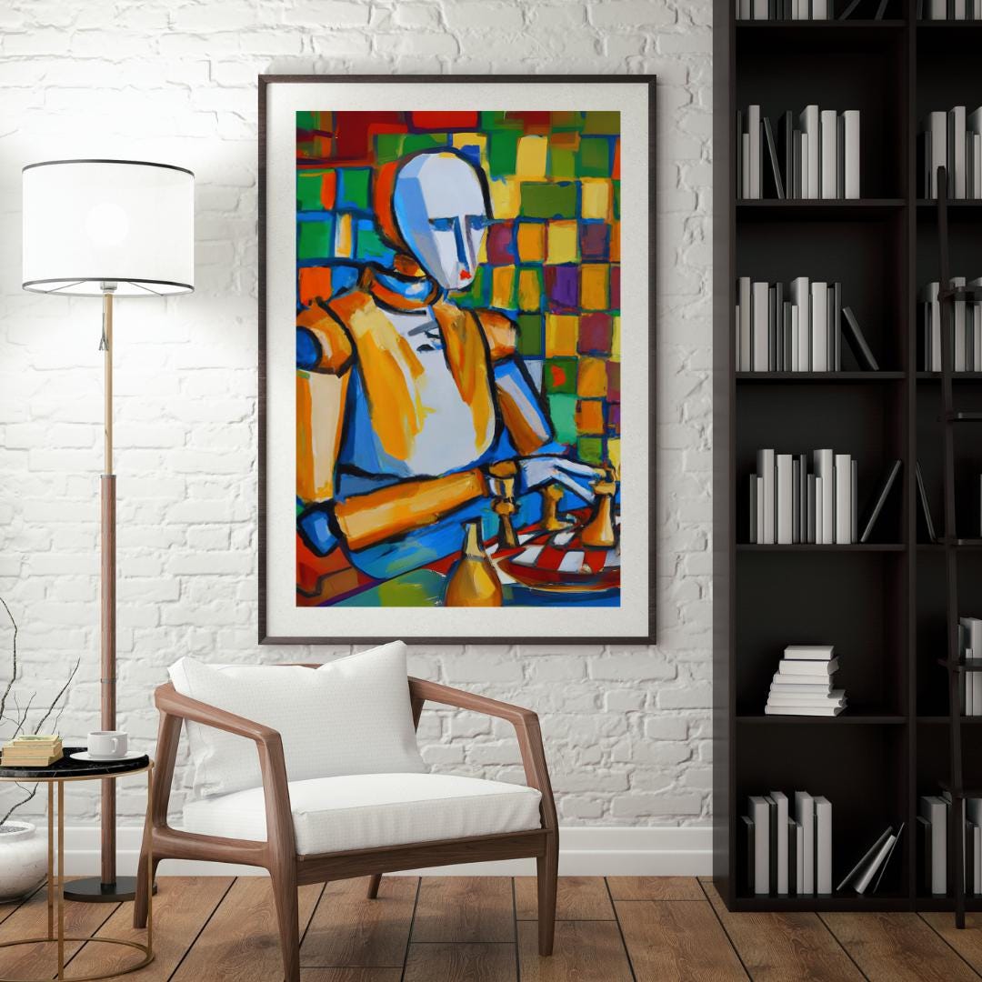 Matisse - Inspired Humanoid Robot Playing Chess - Bold Digital Art for ...
