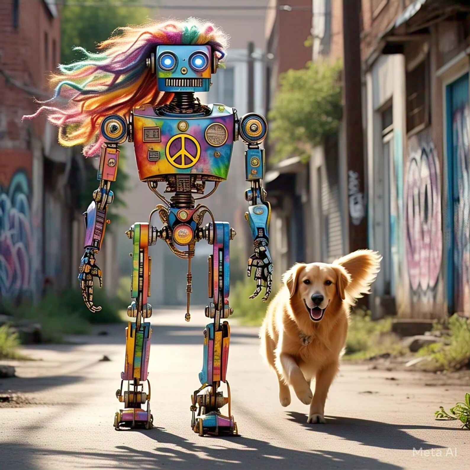 1000 ROBOT Designs A Hippie Robot Walking a Dog Down an Empty Street ...
